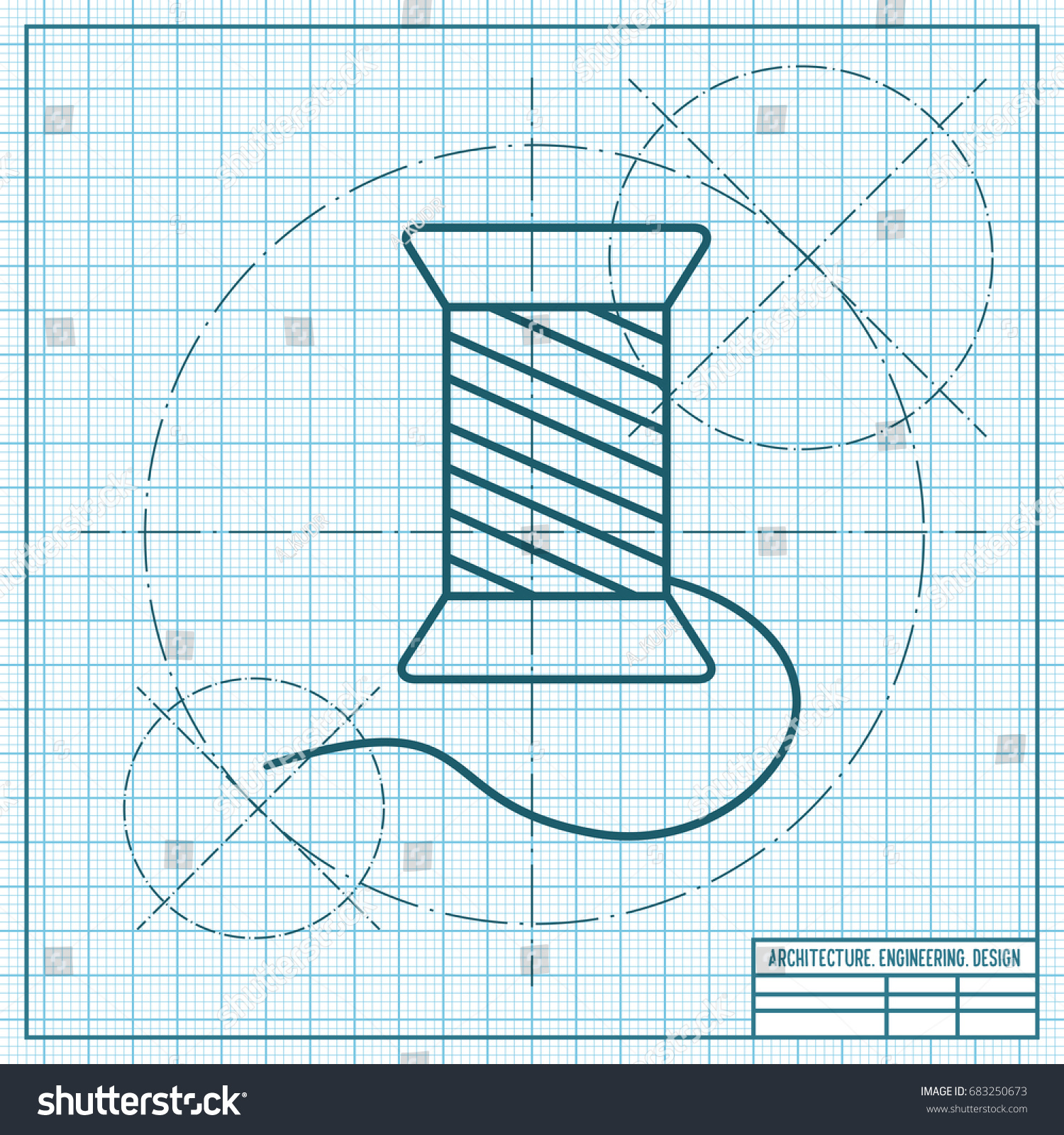 Vector Blueprint Tailor Thread Bobbin Icon Stock Vector (Royalty Free ...