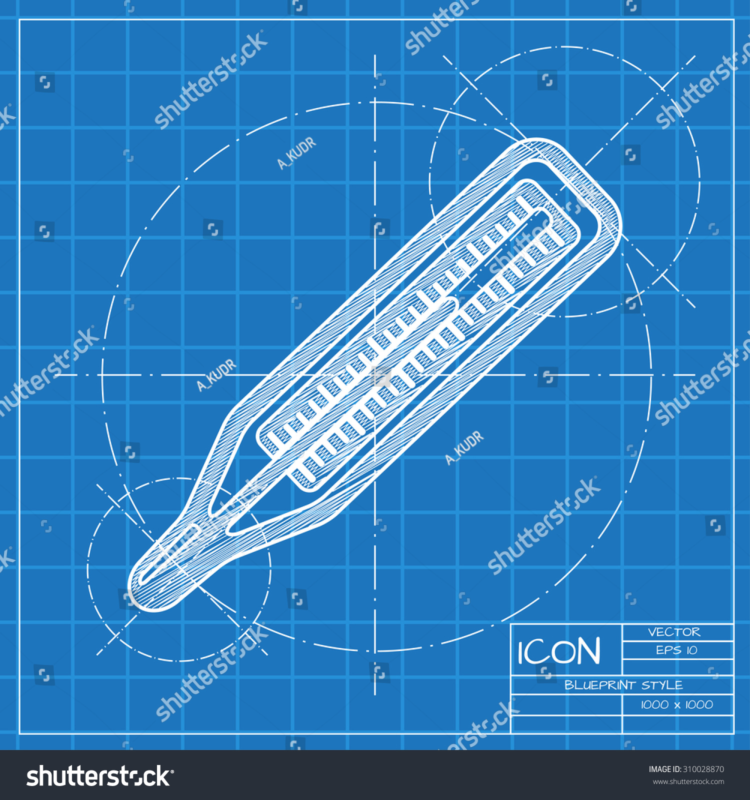 Vector Blueprint Thermometer Icon Engineer Architect Stock Vector ...