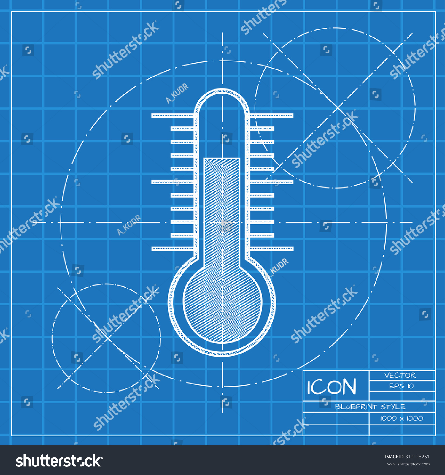 Vector Blueprint Thermometer Icon Engineer Architect Stock Vector ...