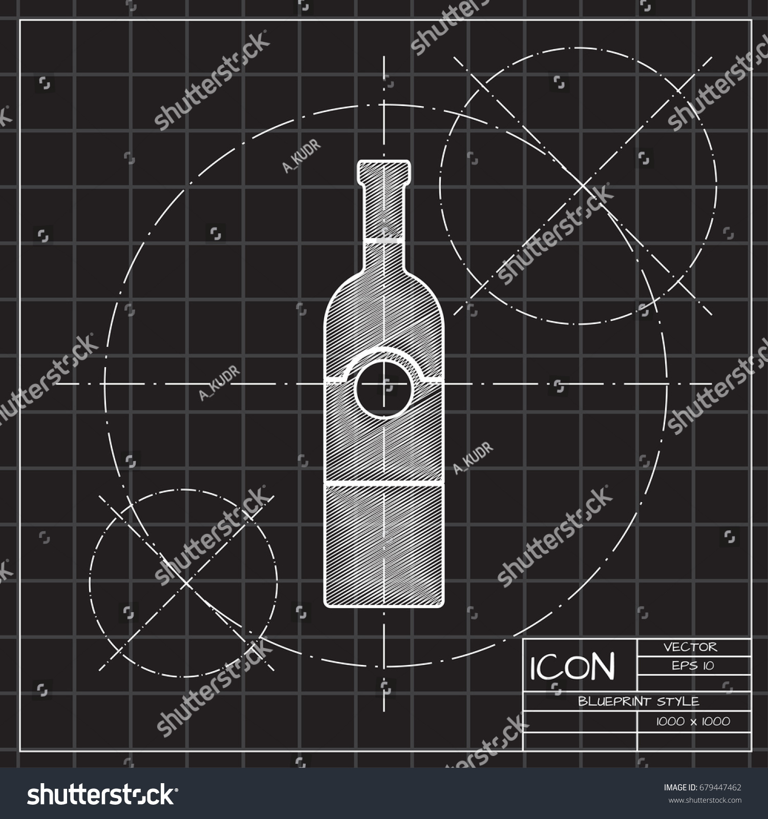 Vector Blueprint Vine Bottle Template On Stock Vector (Royalty Free ...