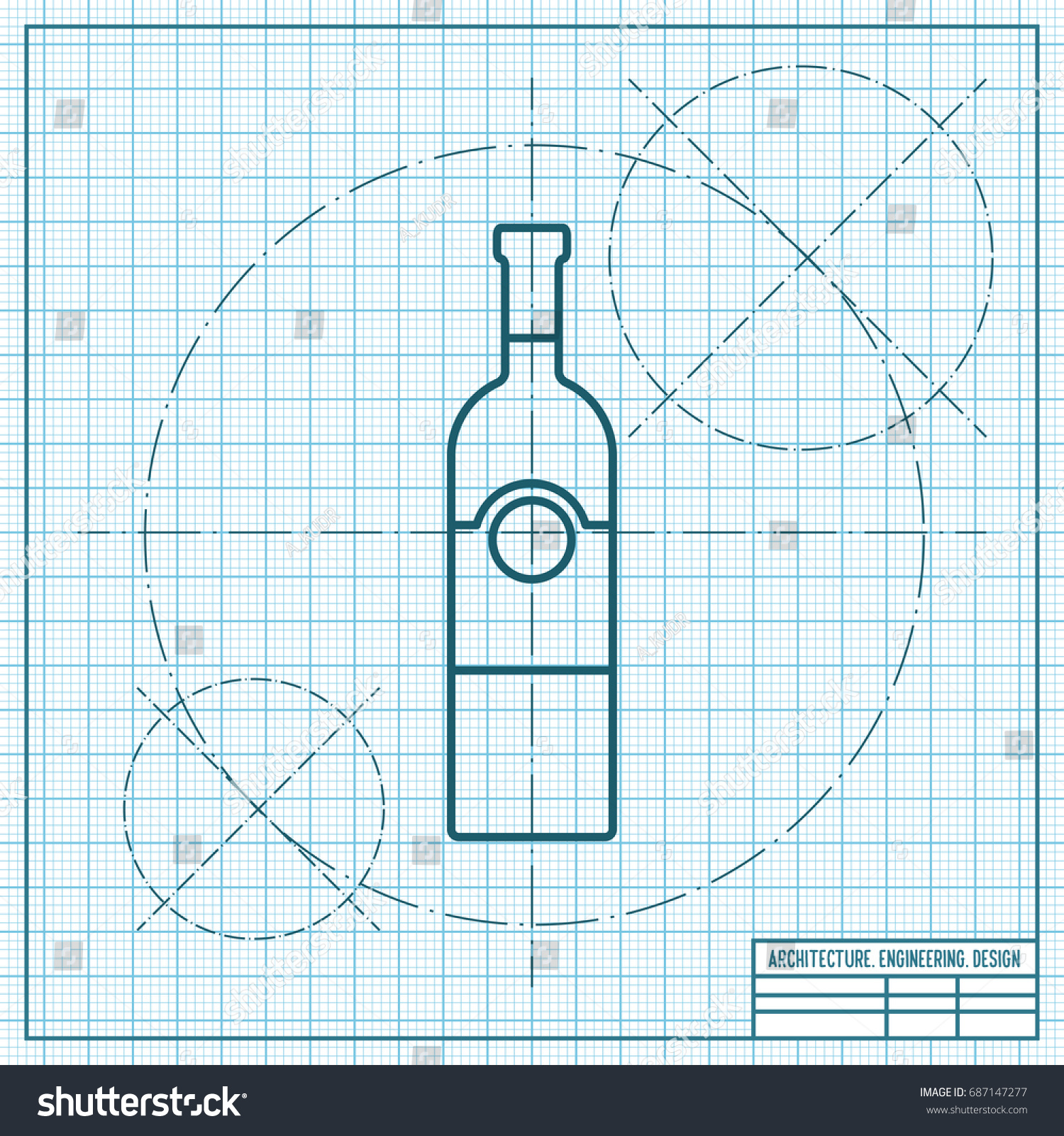 Vector Blueprint Vine Bottle Template On Stock Vector (Royalty Free ...