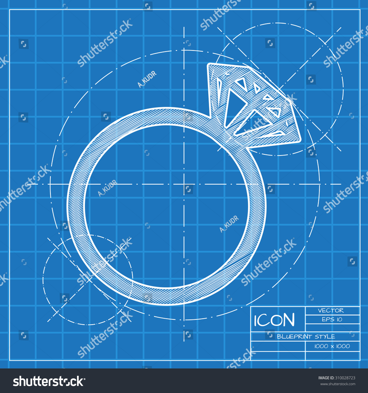 Vector Blueprint Wedding Ring Icon Engineer Stock Vector (Royalty Free ...