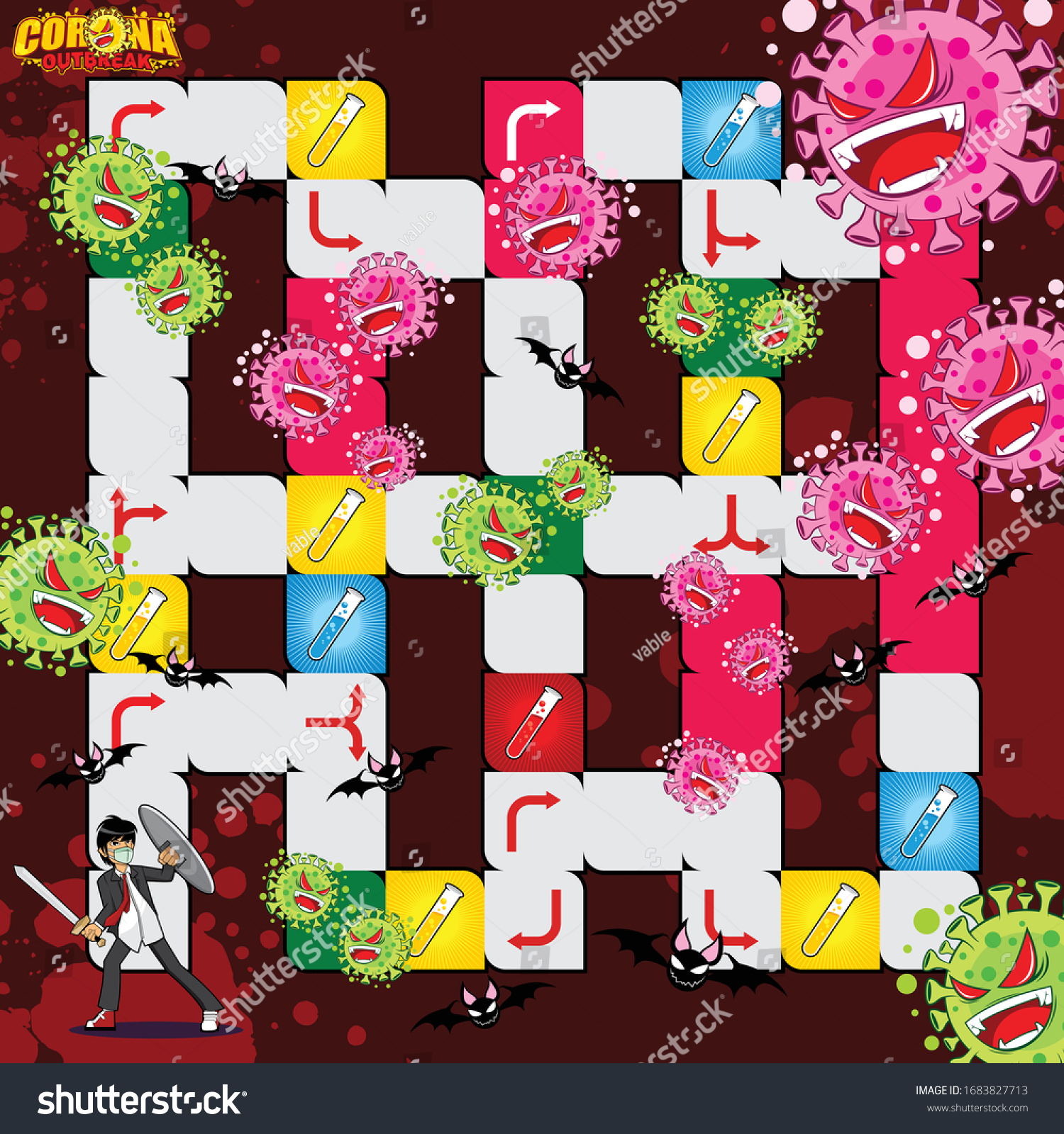 Vector Board Game Design Corona Virus Stock Vector (Royalty Free ...