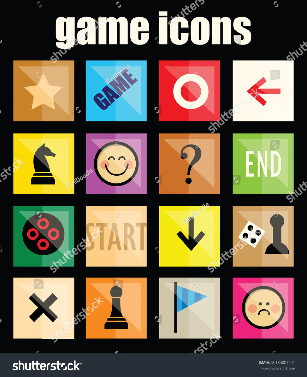Vector Board Game Icons Stock Vector (Royalty Free) 185001401