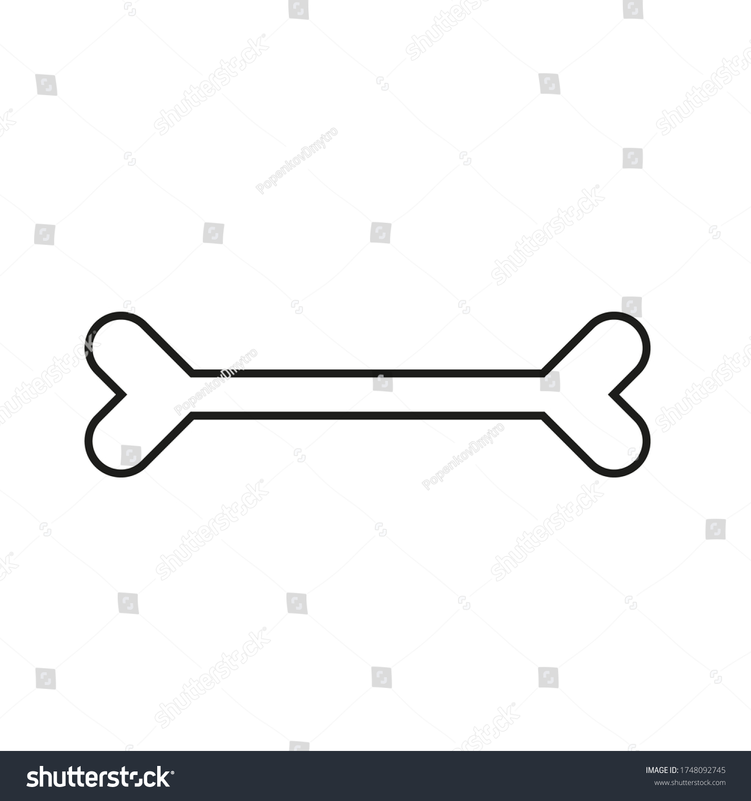 Vector Bone Icon Outline Flat Style Stock Vector (Royalty Free ...