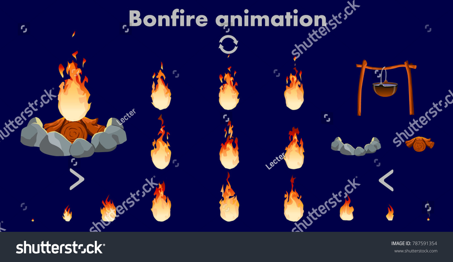 Vector Bonfire Animation Sprites Vector Flame Stock Vector (Royalty ...