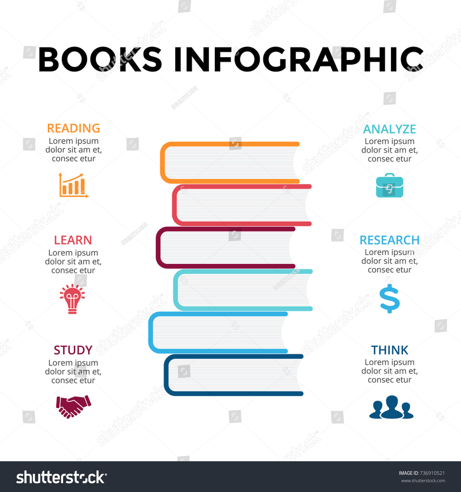 Vector Books Infographic Education Diagram Knowledge: เวกเตอร์สต็อก ...