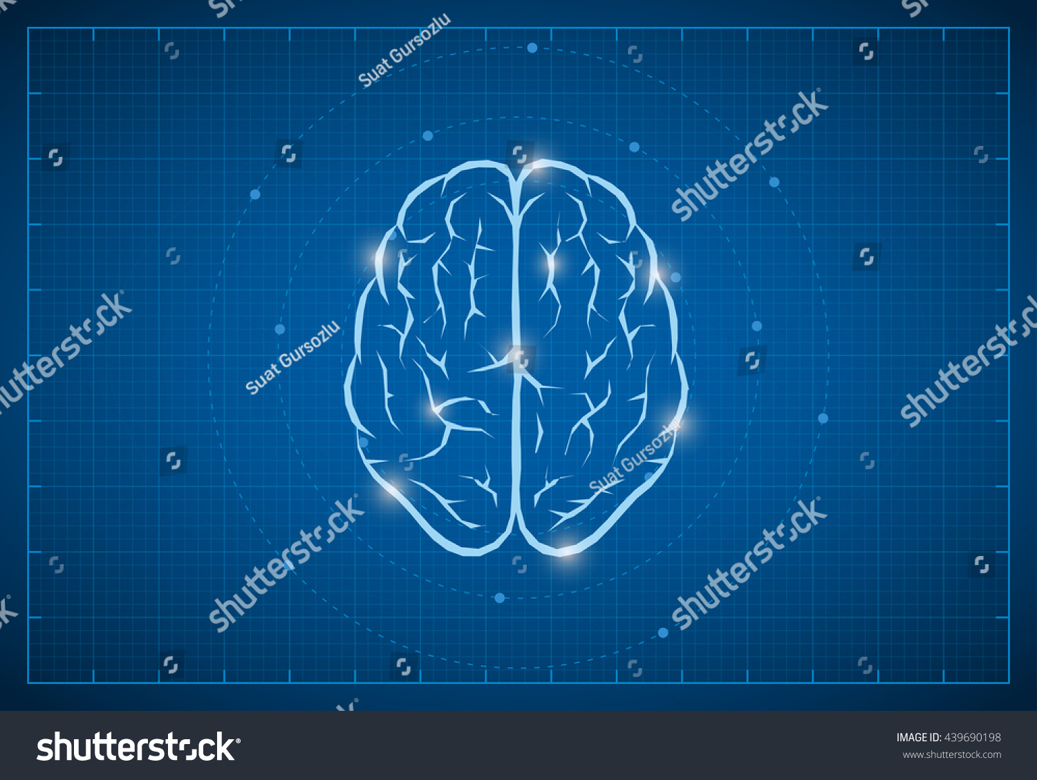 Vector Brain Symbol On Blueprint Stock Vector (Royalty Free) 439690198 ...
