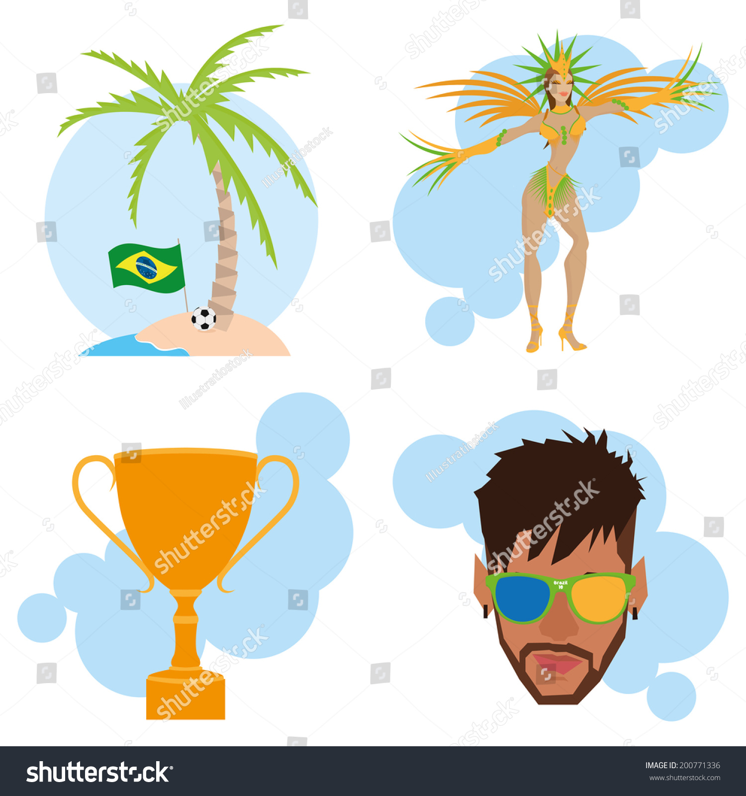 Vector Brazil Cartoon Illustrations Editable Background Stock Vector ...