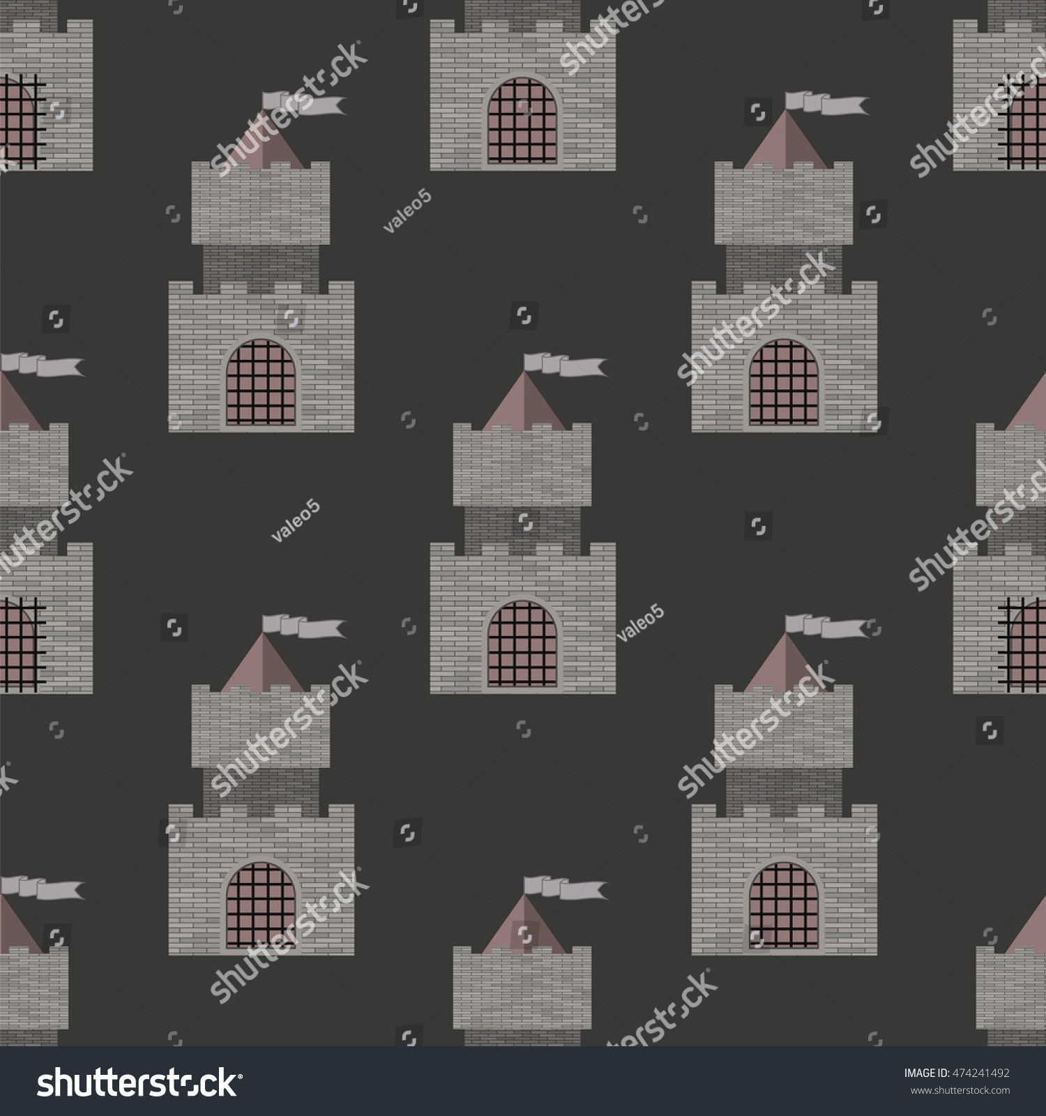 Vector Brick Castle Seamless Pattern On Stock Vector (Royalty Free ...