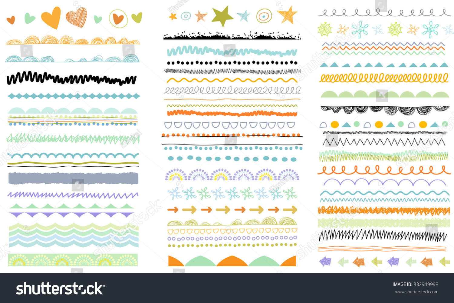 Vector Brush Lines Hand Drawn Strokes Stock Vector (Royalty Free) 332949998