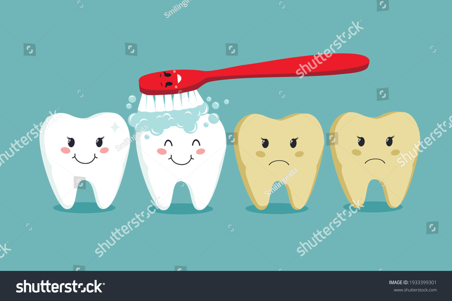 Vector Brushing Teeth Flat Illustration Stock Vector (Royalty Free ...