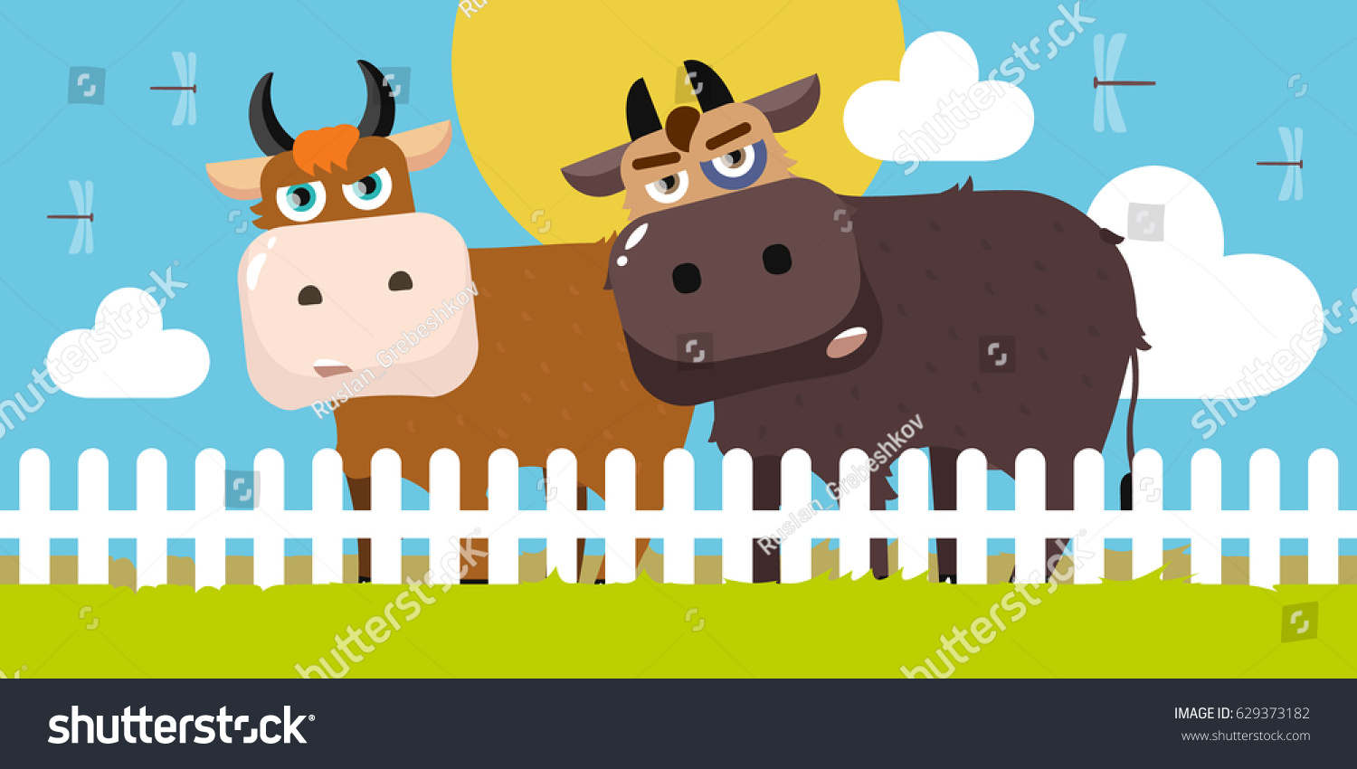 Vector Bulls Paddock Stock Vector (Royalty Free) 629373182 | Shutterstock