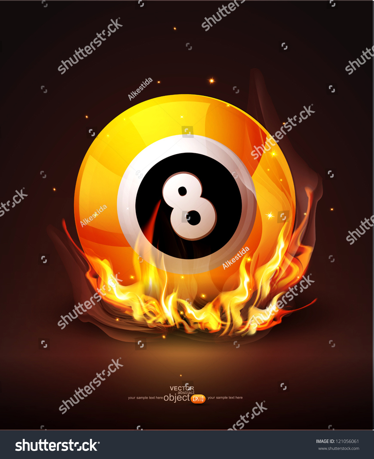 Vector Burning Billiard Ball On Dark Stock Vector (Royalty Free ...
