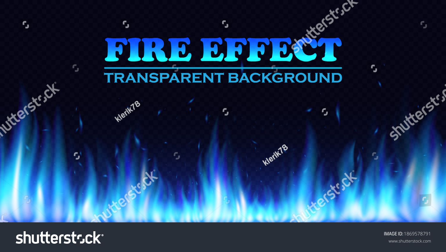Vector Burning Realistic Blue Fire Flames Stock Vector (Royalty Free ...
