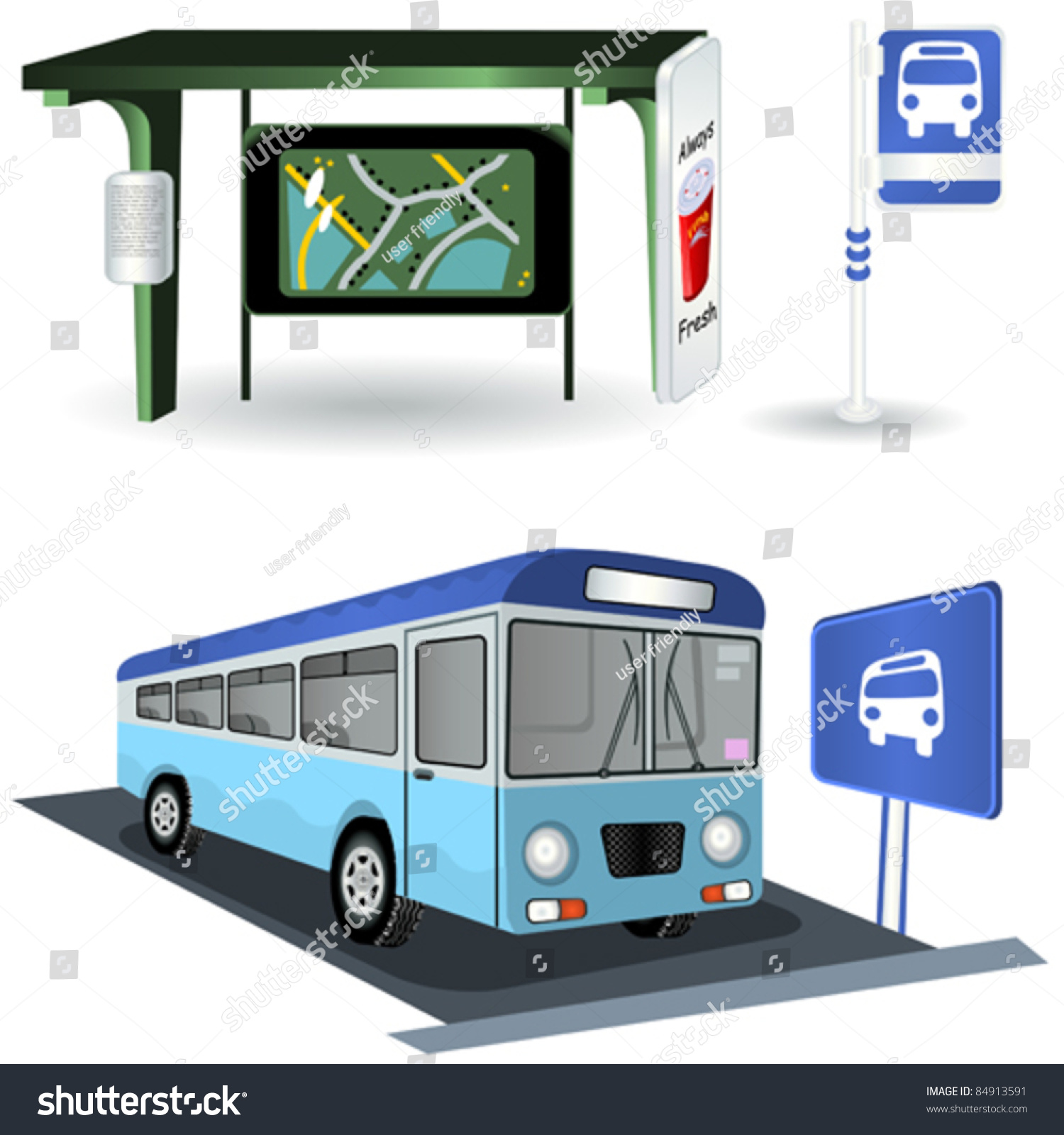 Vector Bus Station Images Stock Vector (Royalty Free) 84913591