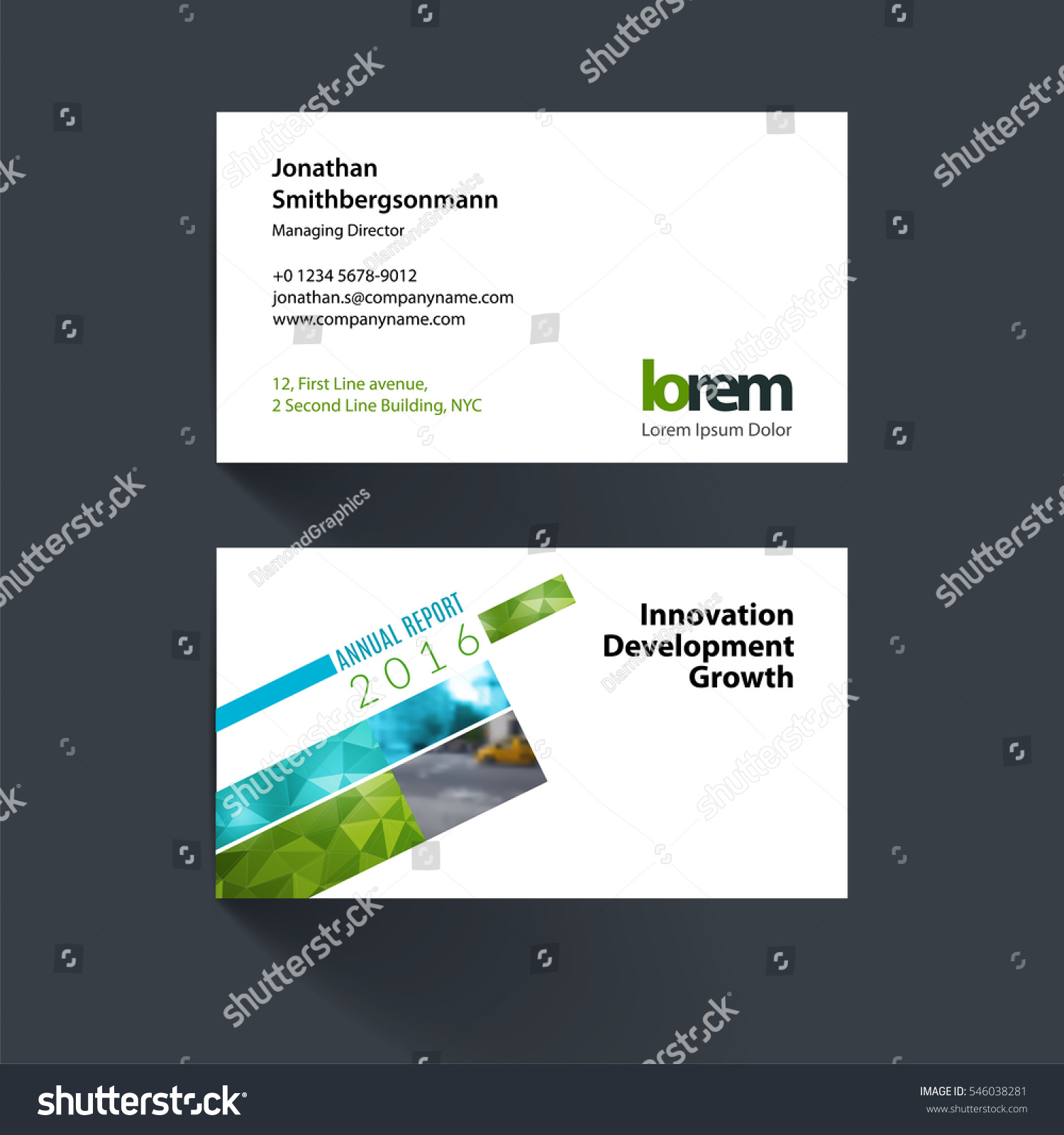 Vector Business Card Template Rectangular Diagonal Stock Vector ...