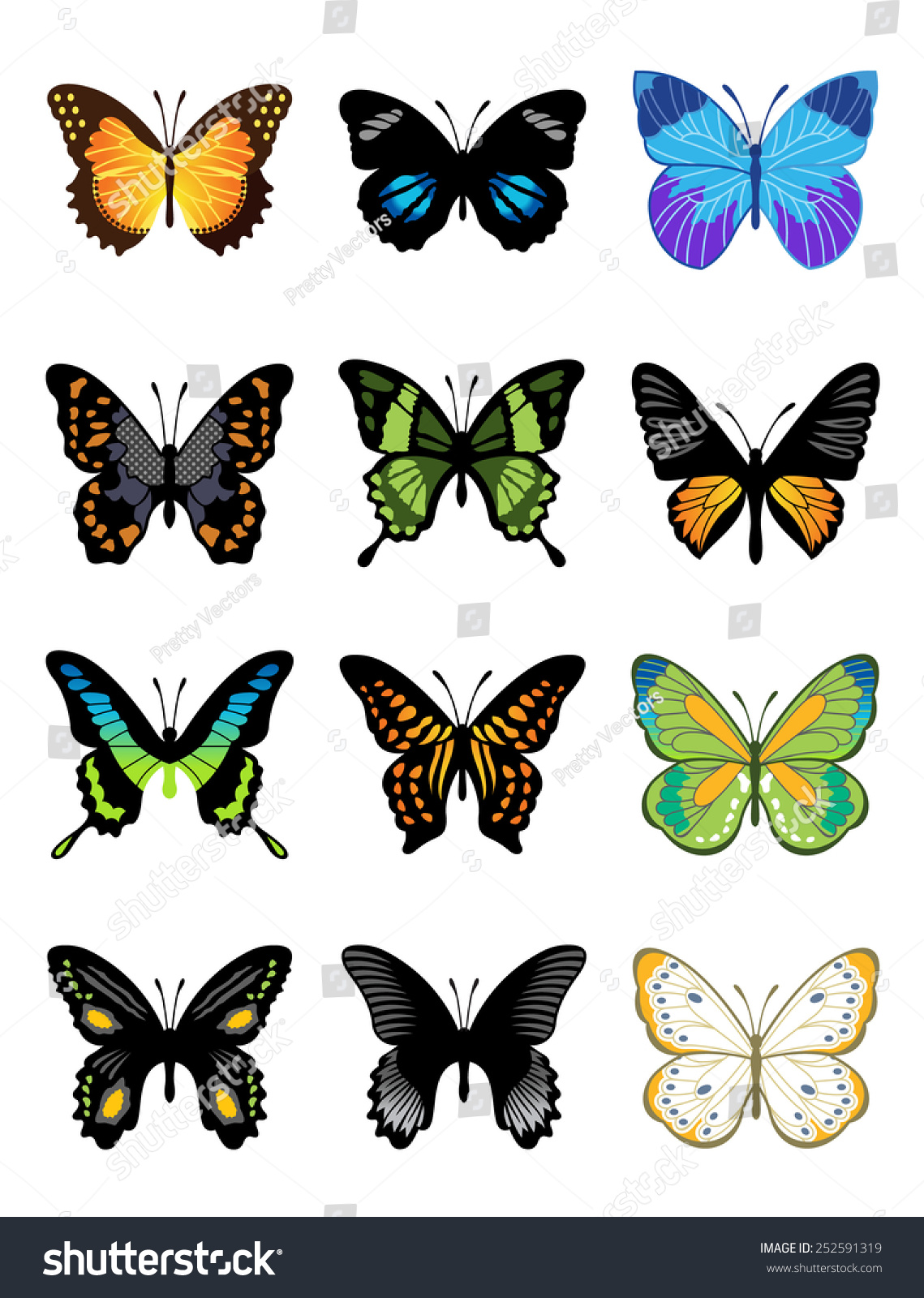 Vector Butterflies Icon Set: เวกเตอร์สต็อก (ปลอดค่าลิขสิทธิ์) 252591319 ...