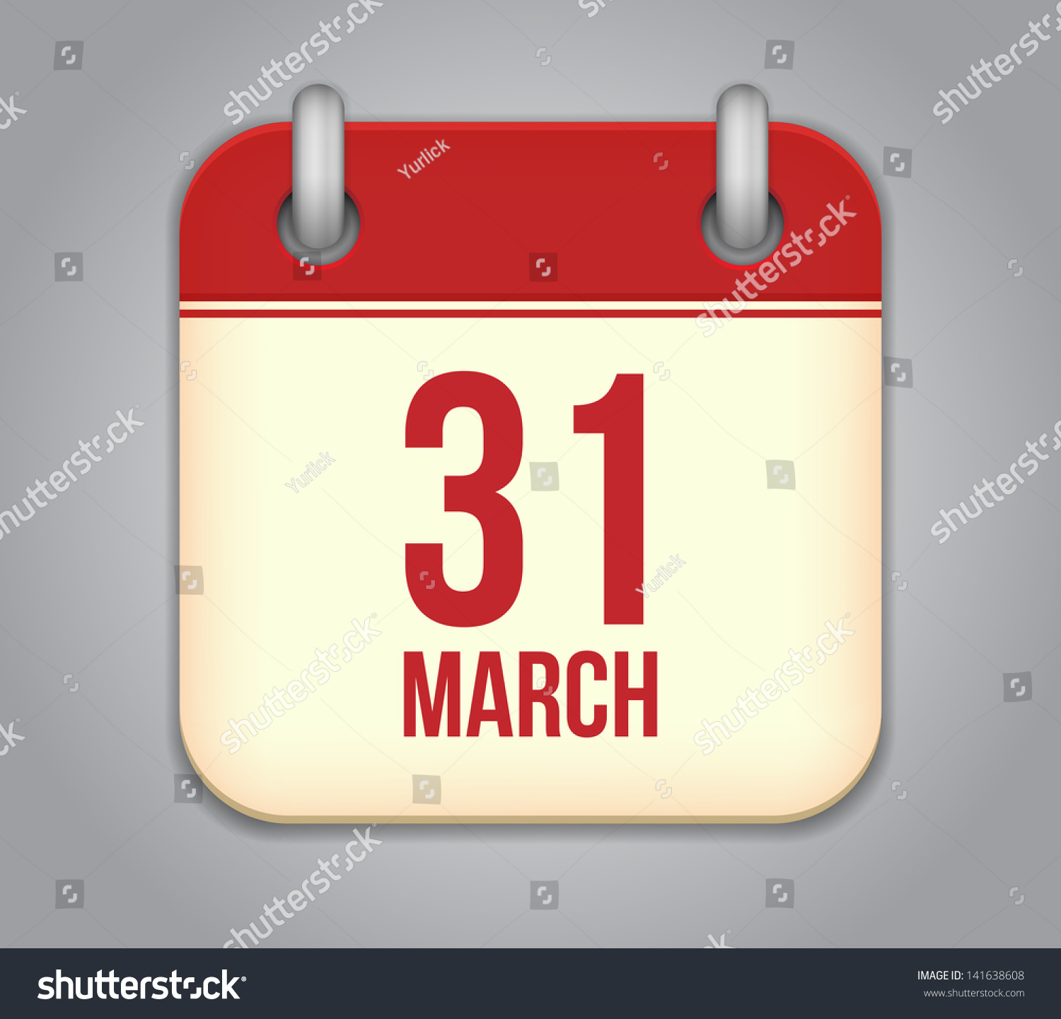 Vector Calendar App Icon 31 March Stock Vector (Royalty Free) 141638608