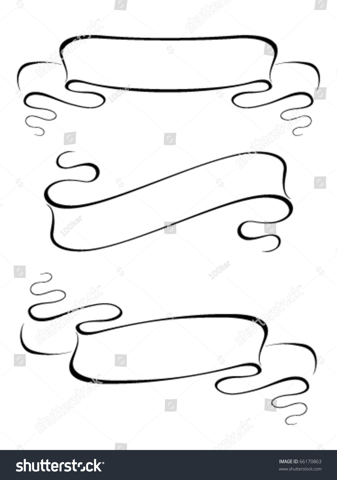 Vector Calligraphy Ribbon Frame Banner Set Stock-vektorgrafik 66170863 ...