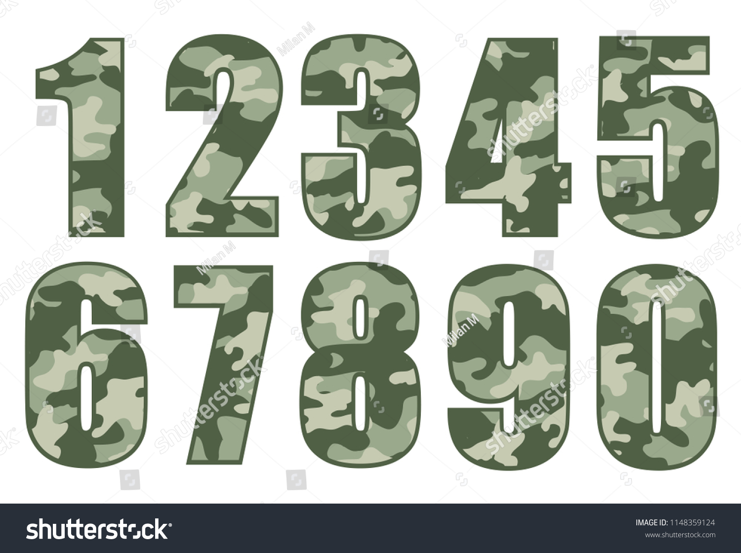 Vector Camouflage Numbers Stock Vector (Royalty Free) 1148359124 ...