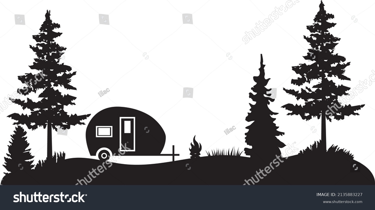 Vector Camping Nature Background Trees Stock Vector (Royalty Free ...