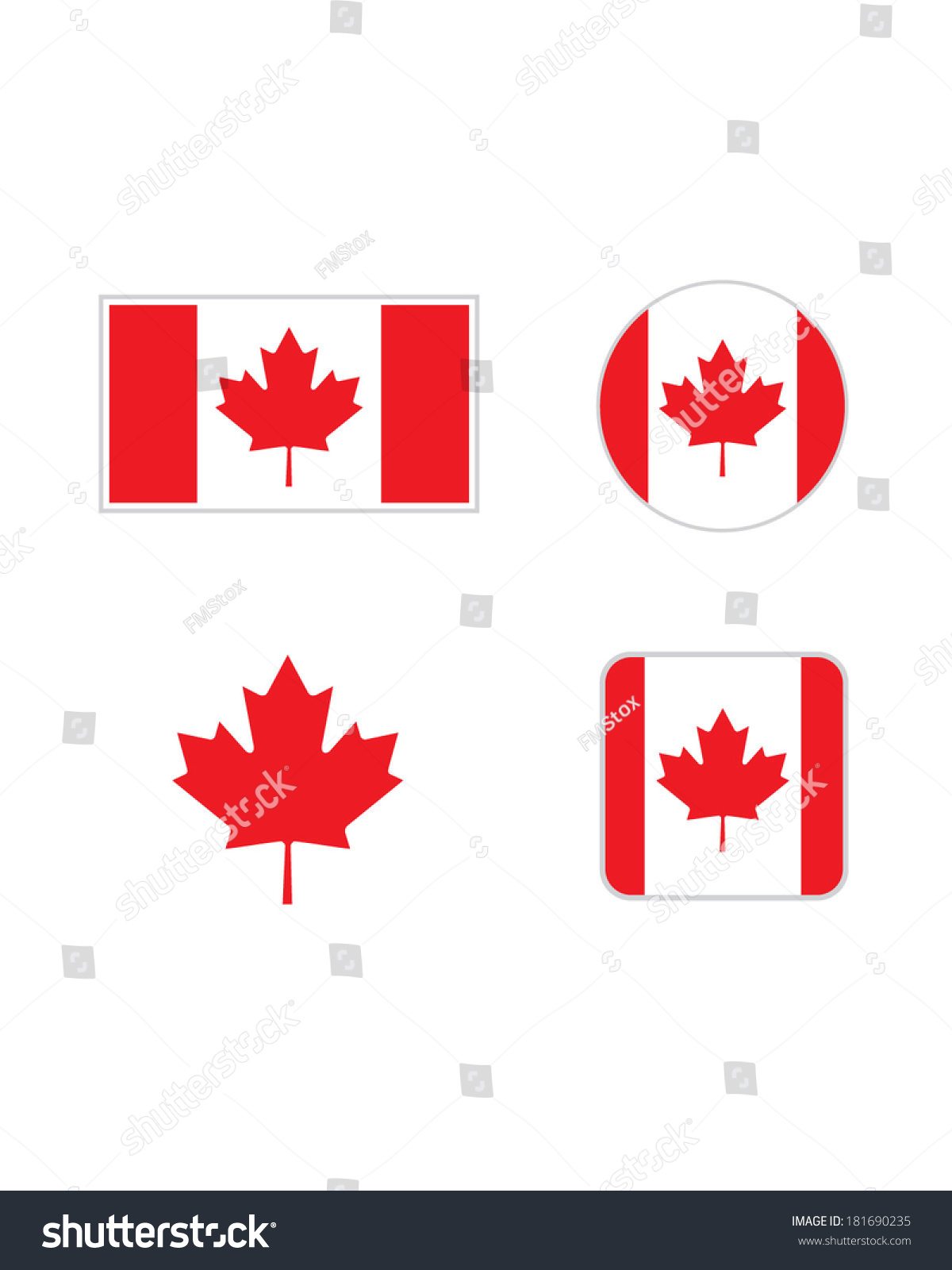 Vector Canadian Flag Icon Set Stock Vector (Royalty Free) 181690235 ...