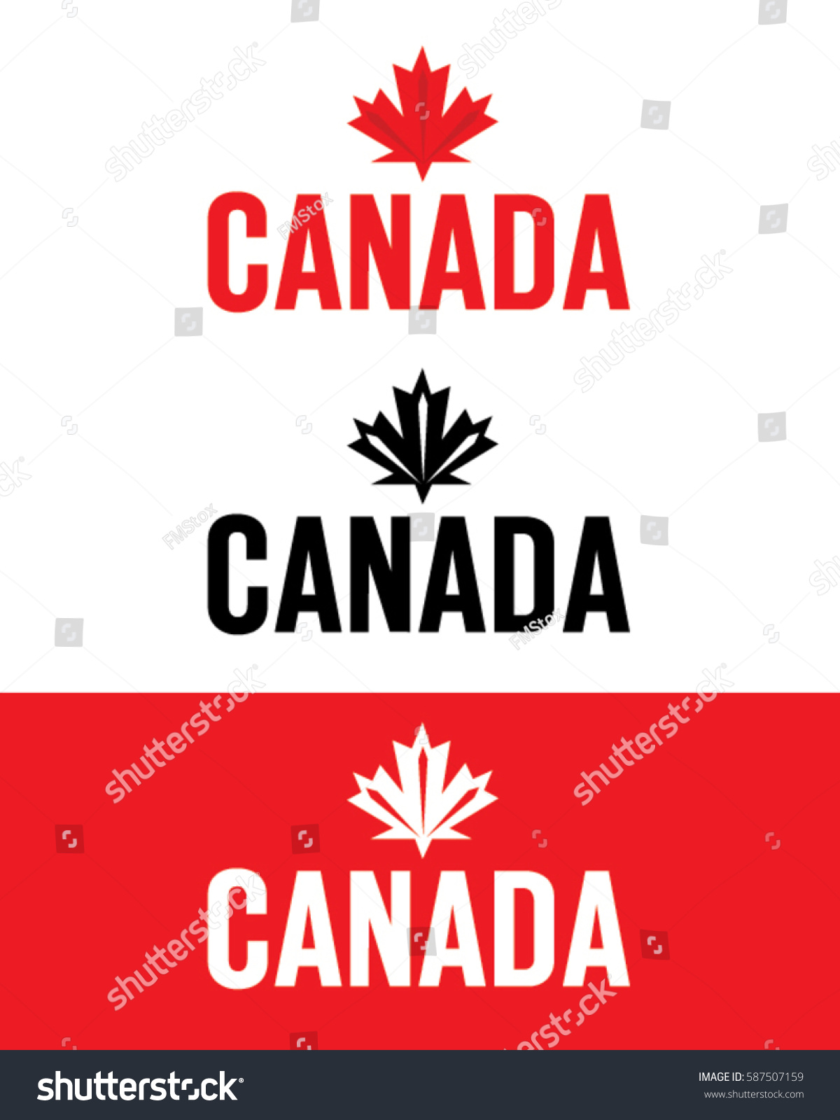 Vector Canadian Maple Leaf Emblem Set Stock Vector (Royalty Free ...
