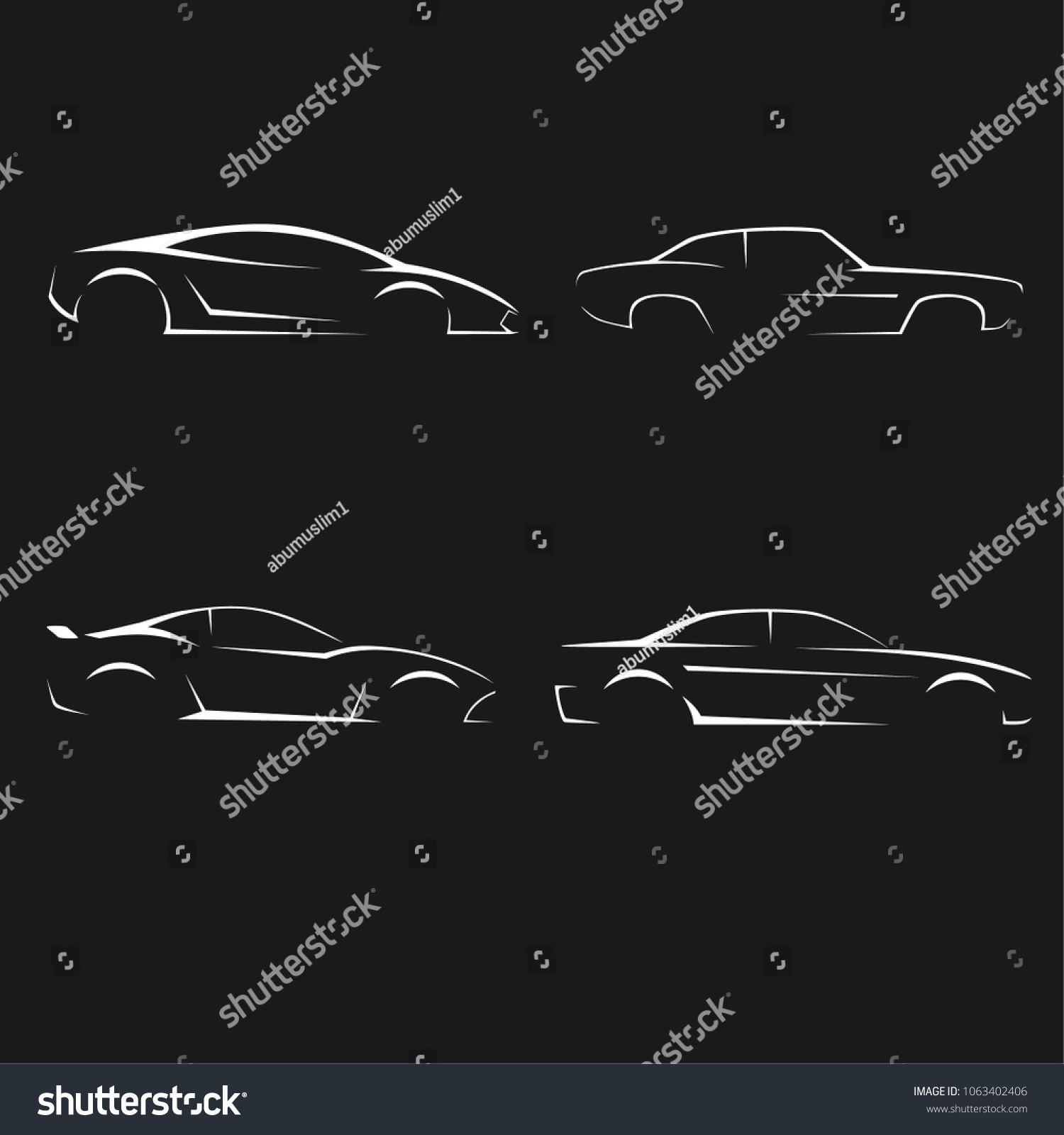 Vector Car Contour Logos: เวกเตอร์สต็อก (ปลอดค่าลิขสิทธิ์) 1063402406