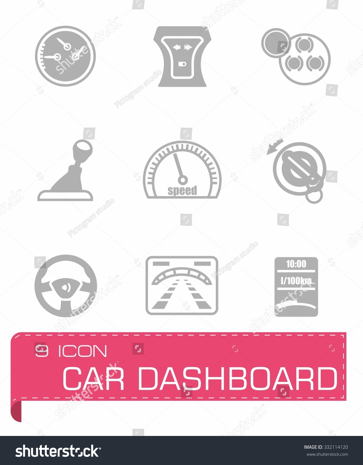 Vector Car Dashboard Icon Set On Stock Vector (Royalty Free) 332114120 ...