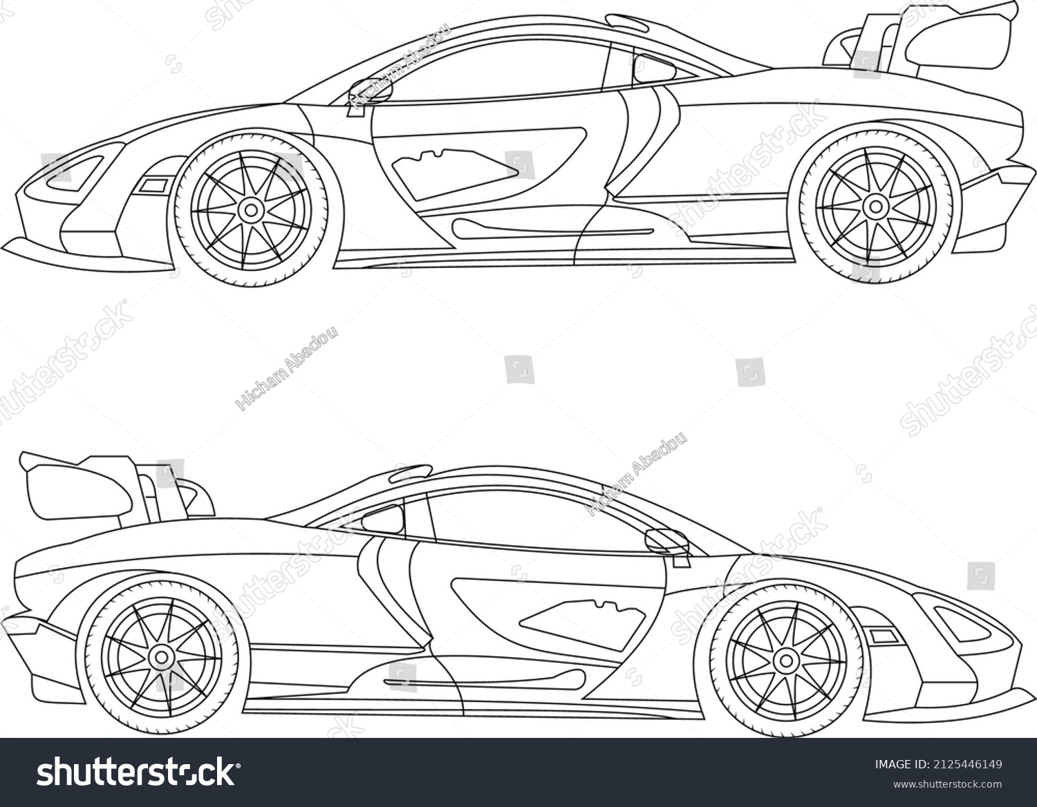 Vector Car Line Art Drawing Stock Vector (Royalty Free) 2125446149 ...