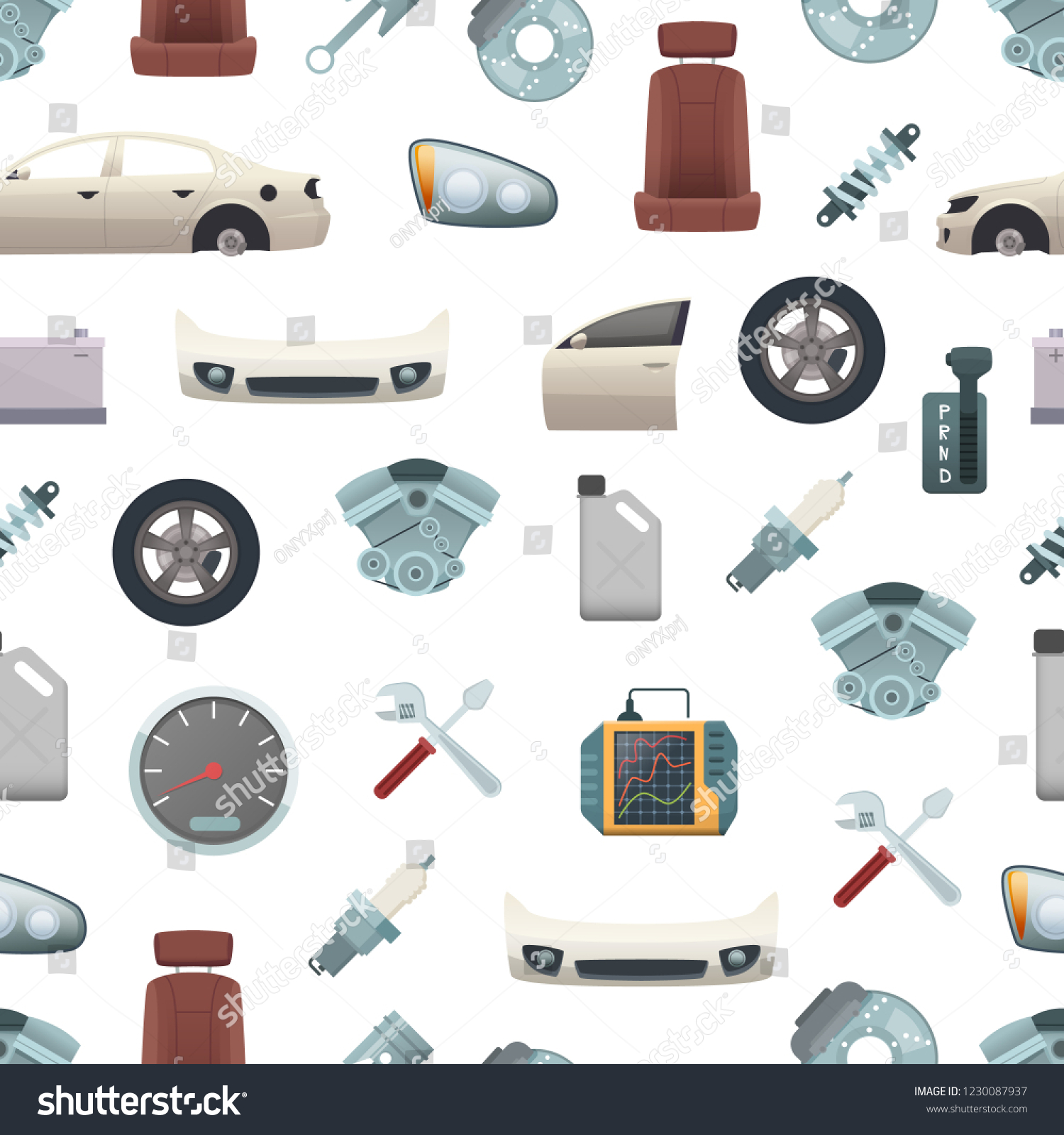 Vector Car Parts Pattern Background Illustration: vector de stock ...