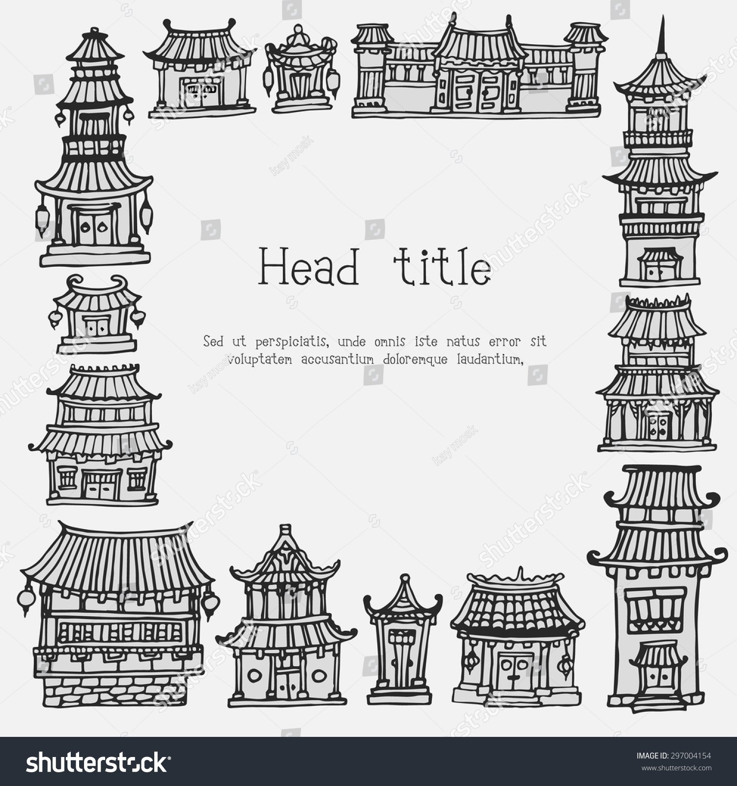 Vector Card Template Asian Temples Manor Stock Vector (Royalty Free ... Vector Card Template Asian Temples Manor Stock Vector (Royalty Free ...