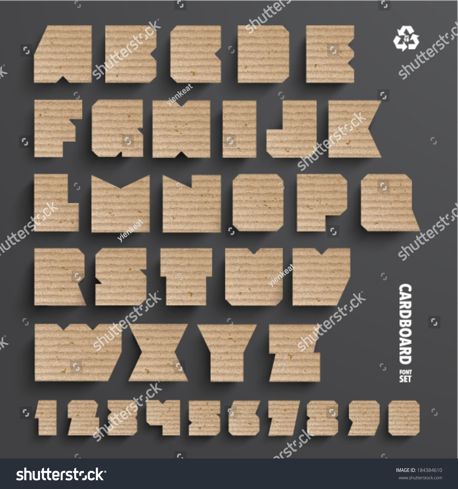 Vector Cardboard Alphabet Set Stock Vector (Royalty Free) 184384610