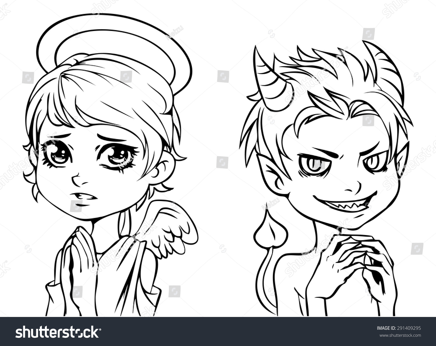 Vector Cartoon Angel Demon: vector de stock (libre de regalías ...