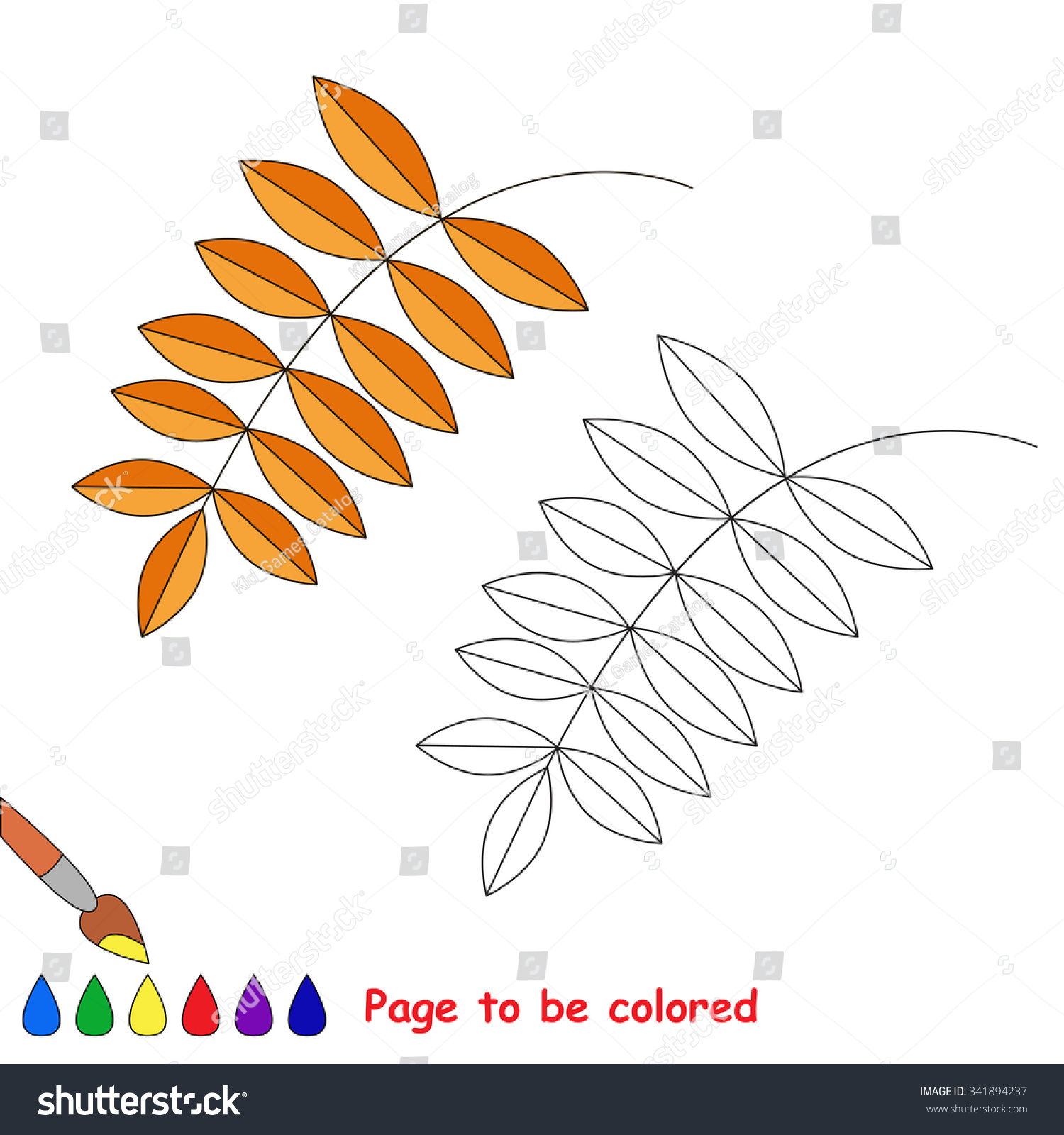 Vector Cartoon Ash Leaf Be Colored Stock Vector (Royalty Free ...