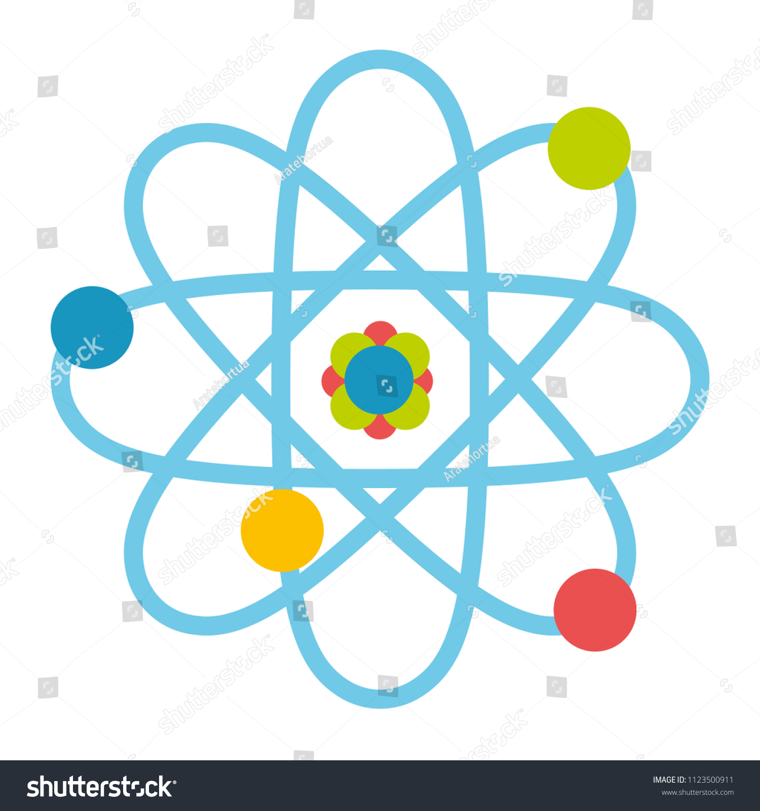 Vector Cartoon Atom Isolated On White Stock Vector (Royalty Free ...