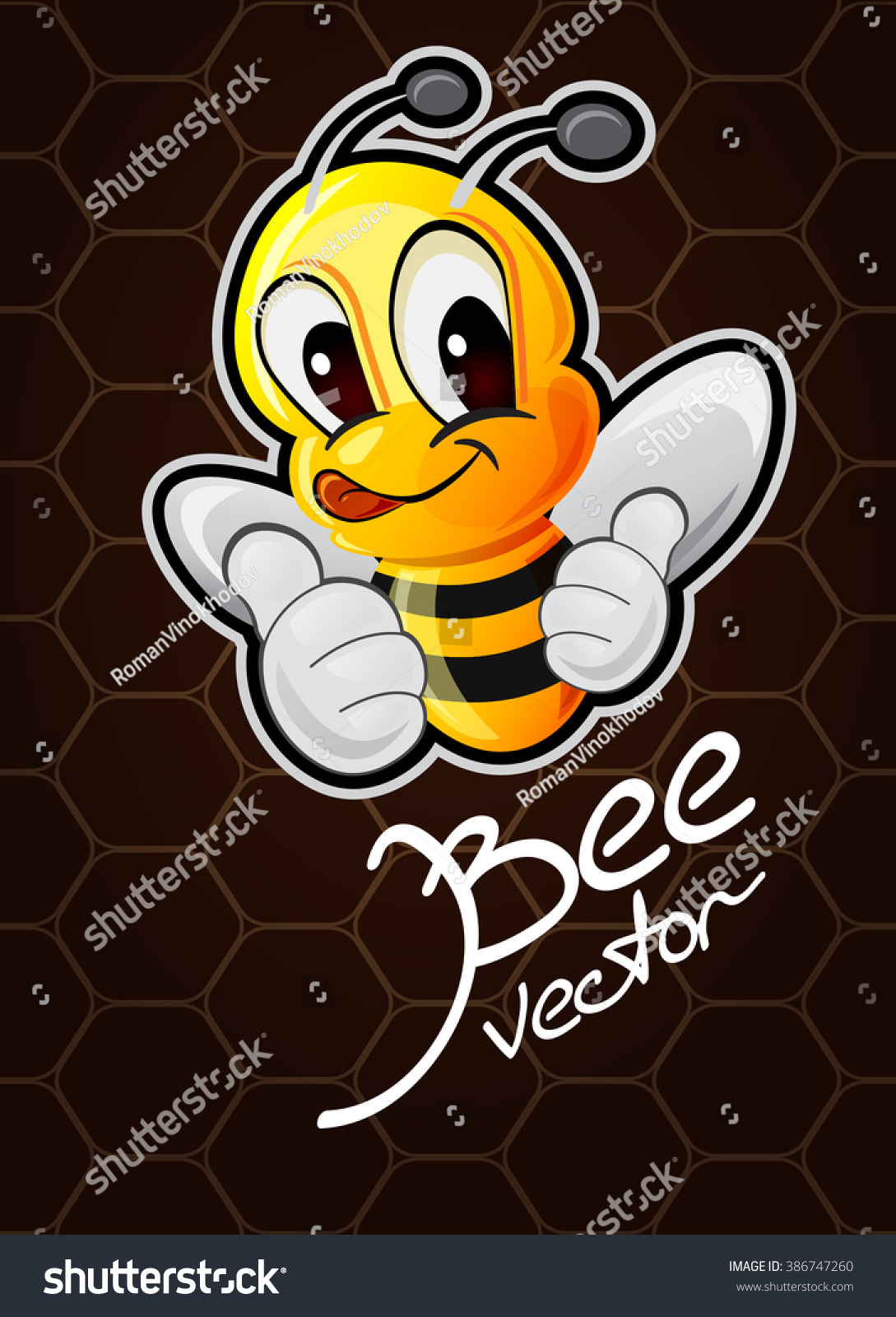 Vector Cartoon Bee Illustration Stock Vector (Royalty Free) 386747260