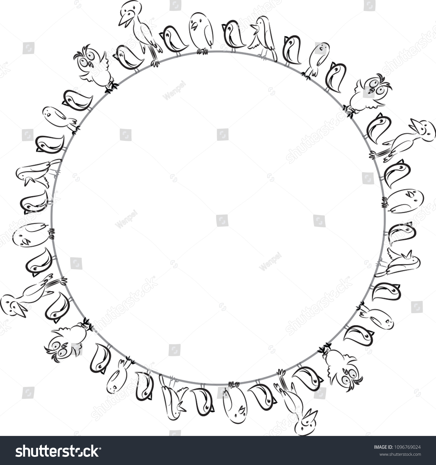 Vector Cartoon Birds Border Stock Vector (Royalty Free) 1096769024 ...