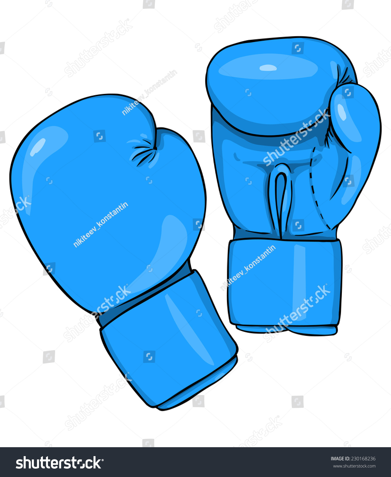 Vector Cartoon Blue Boxing Gloves Stock Vector (Royalty Free) 230168236 ...