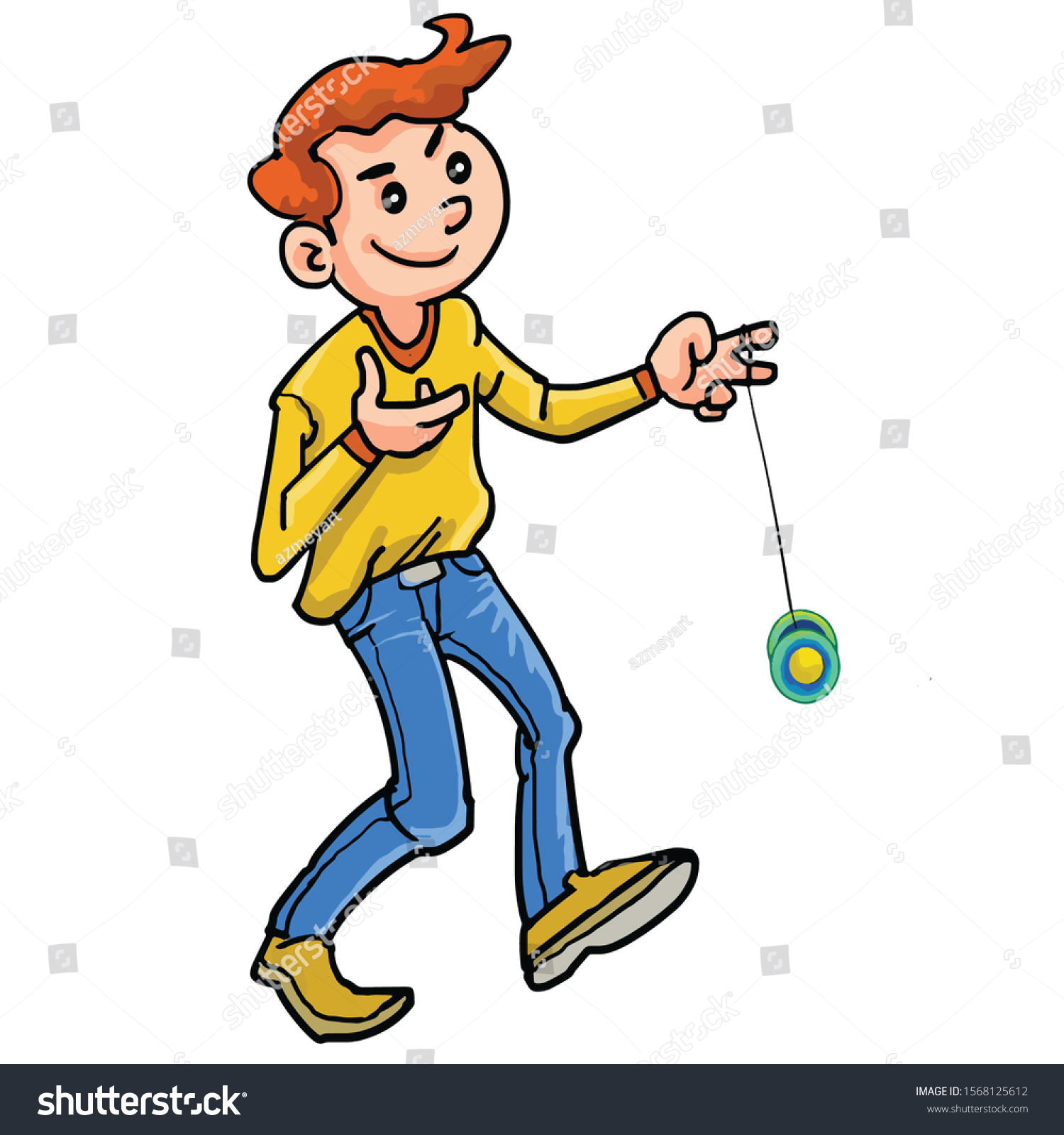 Vector Cartoon Boy Enjoy Playing Yoyo Stock Vector (Royalty Free ...