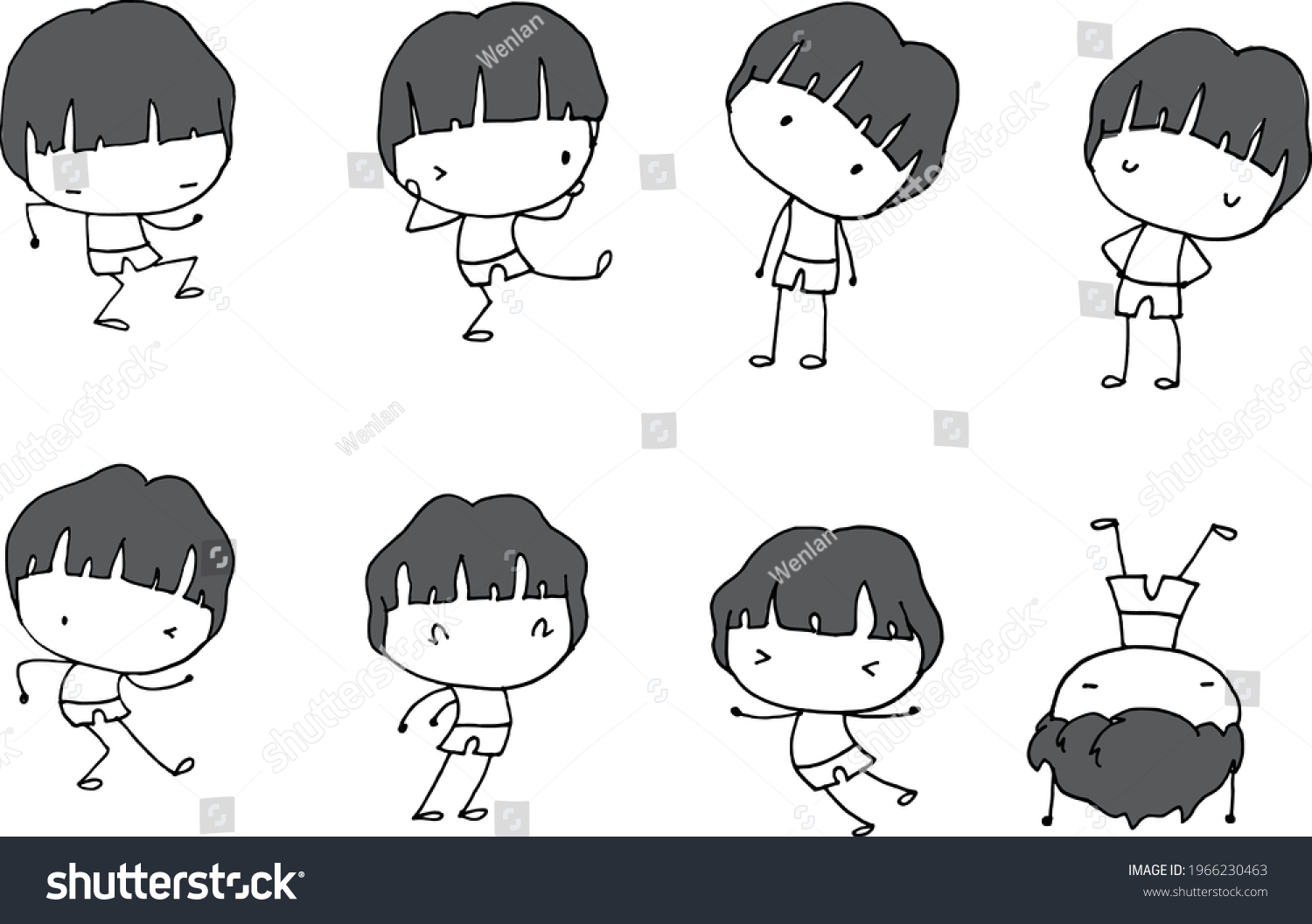 Vector Cartoon Boys Action Set Stock Vector (Royalty Free) 1966230463 ...
