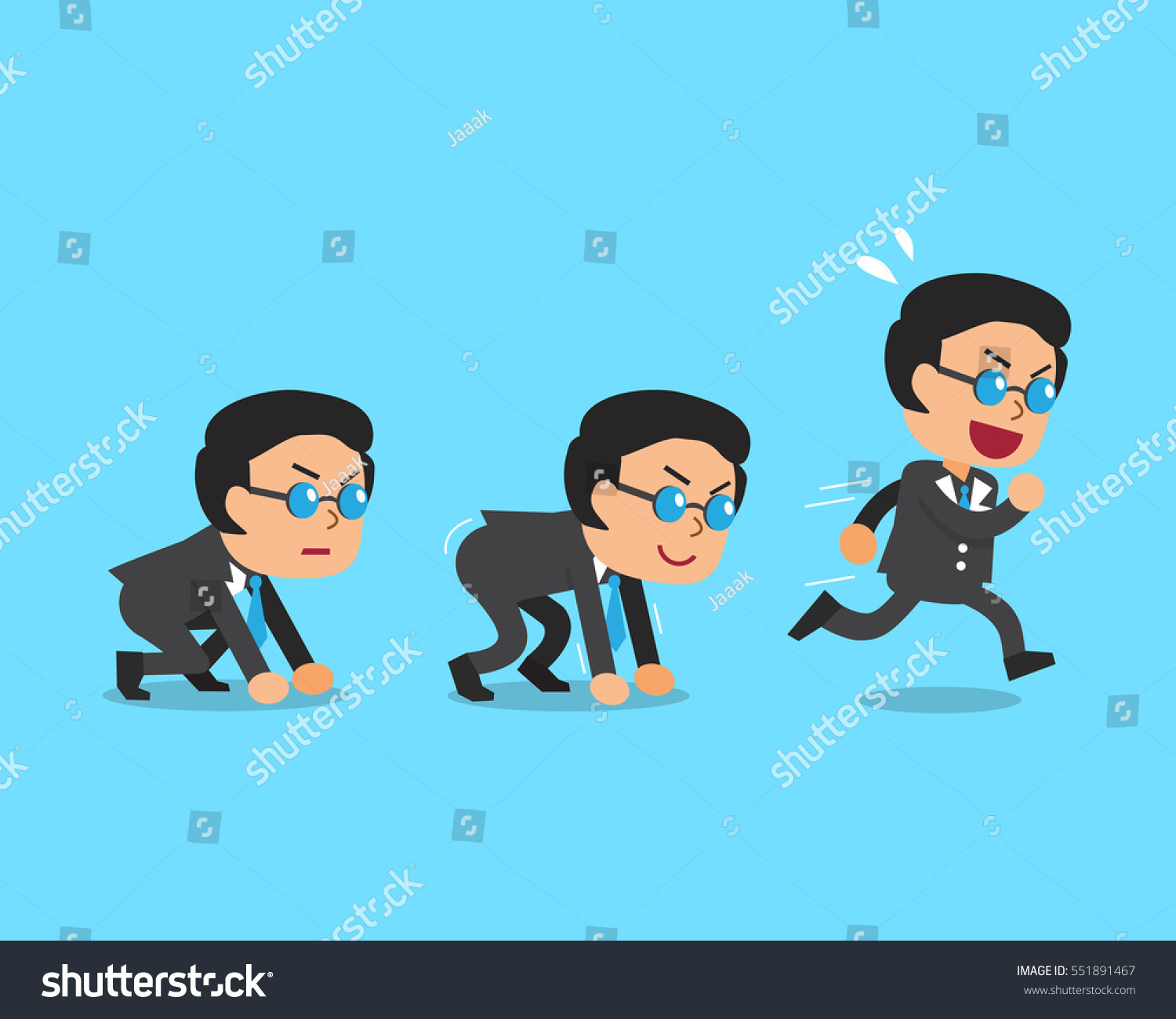 Vector Cartoon Businessman Running Step Stock Vector (Royalty Free ...