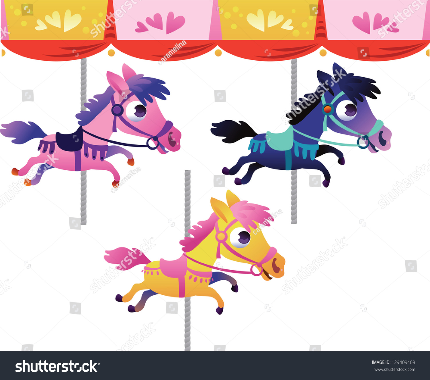 Vector Cartoon Carousel Horse Stock Vector (Royalty Free) 129409409 ...