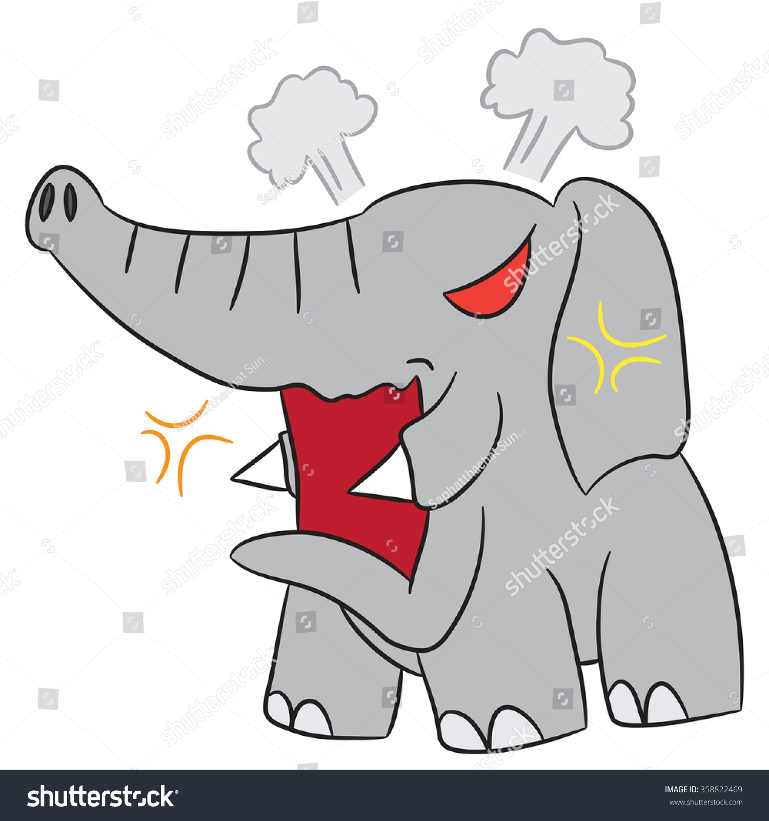 Vector Cartoon Character Elephant Angry: เวกเตอร์สต็อก (ปลอดค่า ...
