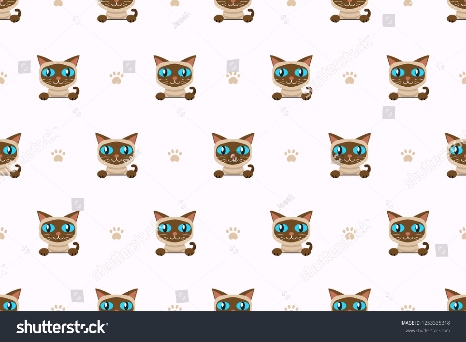 Vector Cartoon Character Siamese Cat Seamless: vector de stock (libre ...