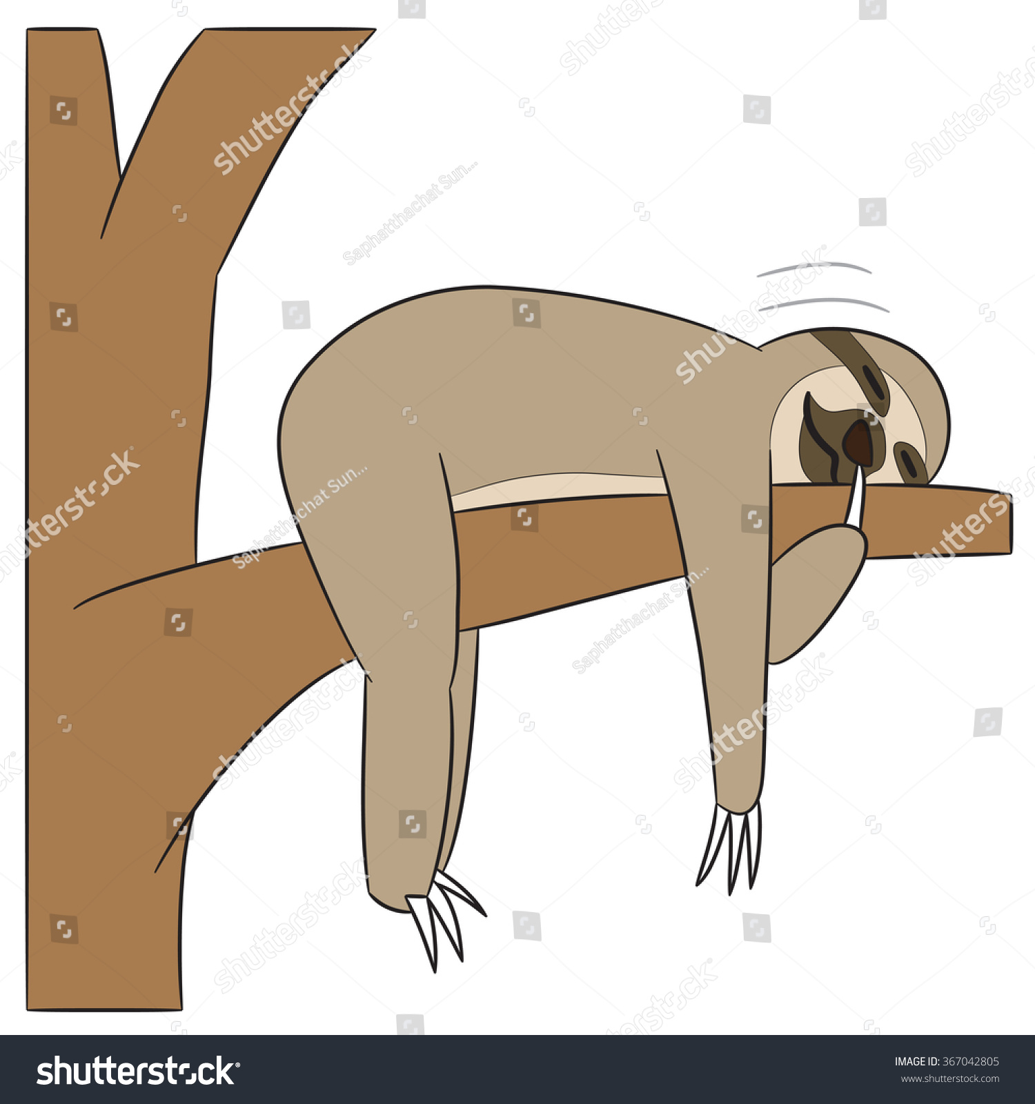 Vector Cartoon Character Sloth Lazy: เวกเตอร์สต็อก (ปลอดค่าลิขสิทธิ์ ...