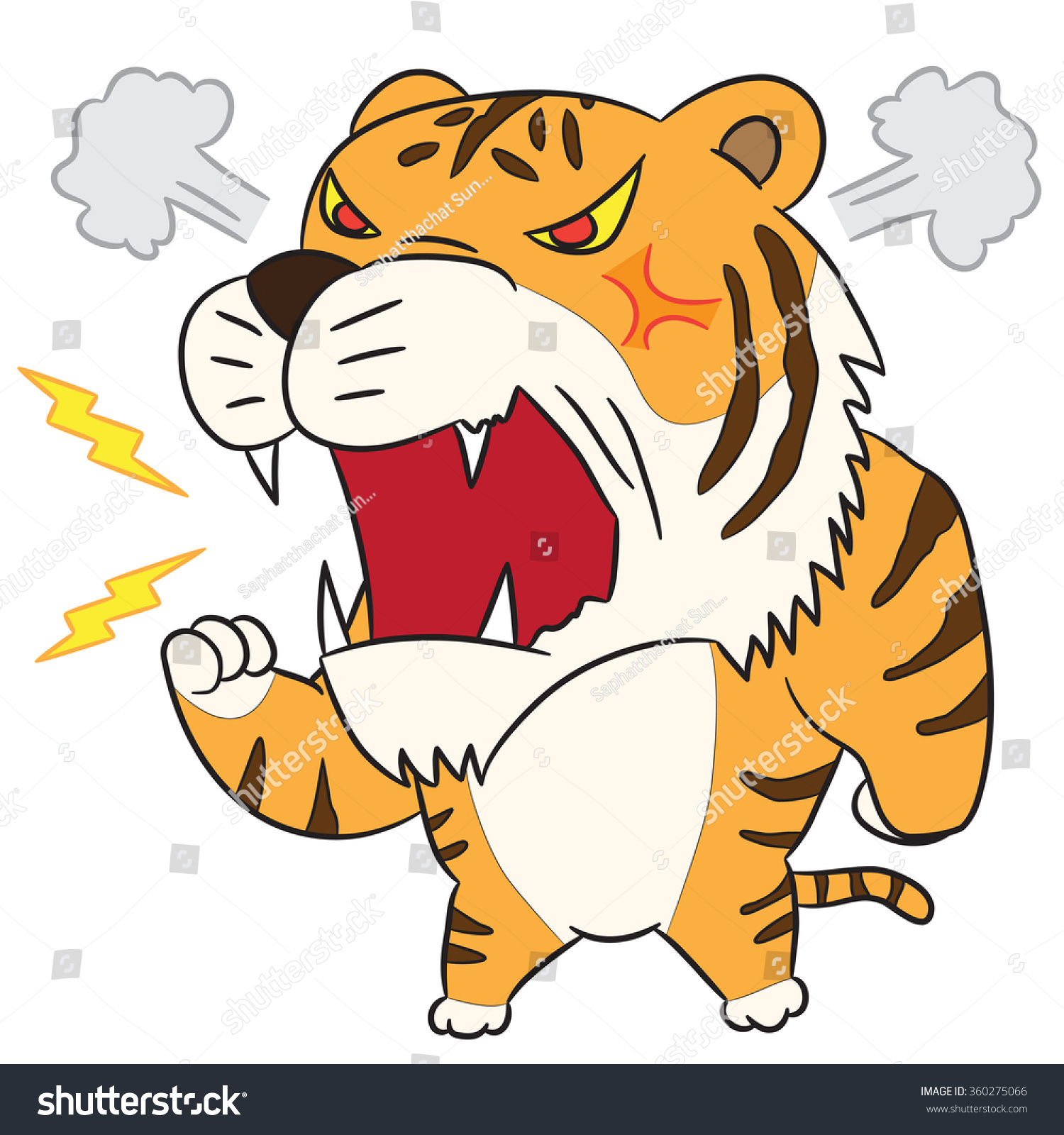 Vector Cartoon Character Tiger Angry: เวกเตอร์สต็อก (ปลอดค่าลิขสิทธิ์ ...