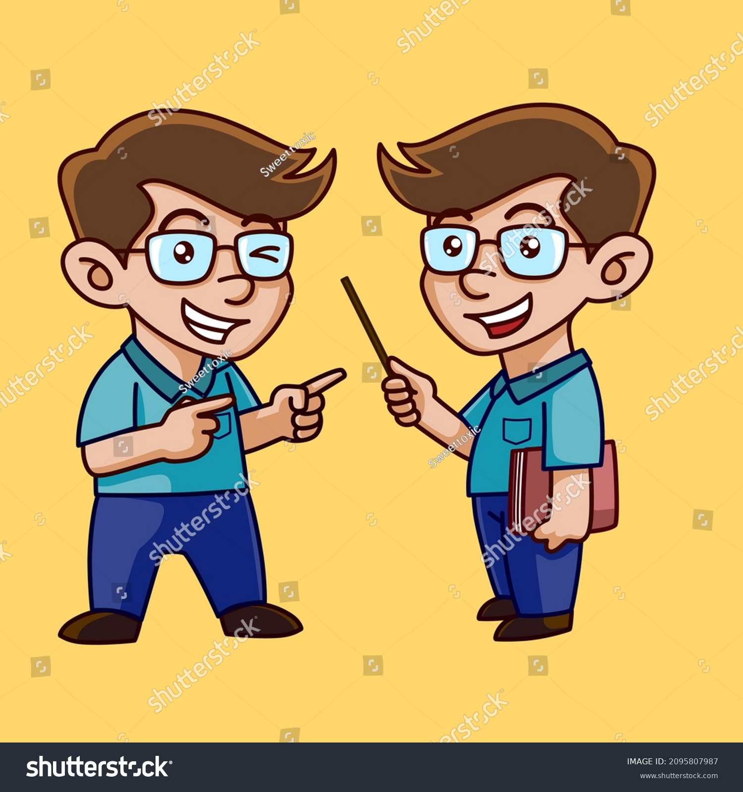 Vector Cartoon Characters Smart Man Presenter Stock Vector (Royalty ...
