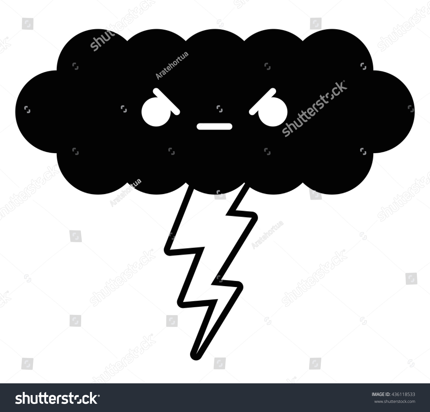 Vector Cartoon Cute Angry Cloud Rain Stock Vector (Royalty Free ...